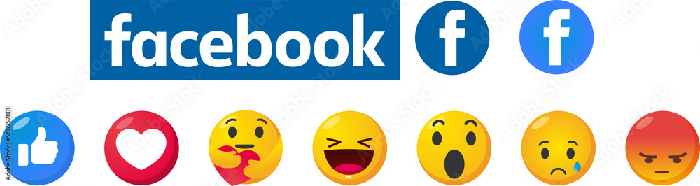 Facebook emoticon buttons. Png. Collection of Emoji Reactions for ...