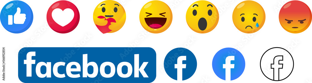 Facebook emoticon buttons. Png. Collection of Emoji Reactions for ...