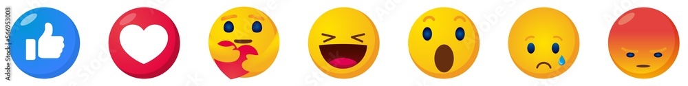 Facebook emoticon buttons. Png. Collection of Emoji Reactions for ...
