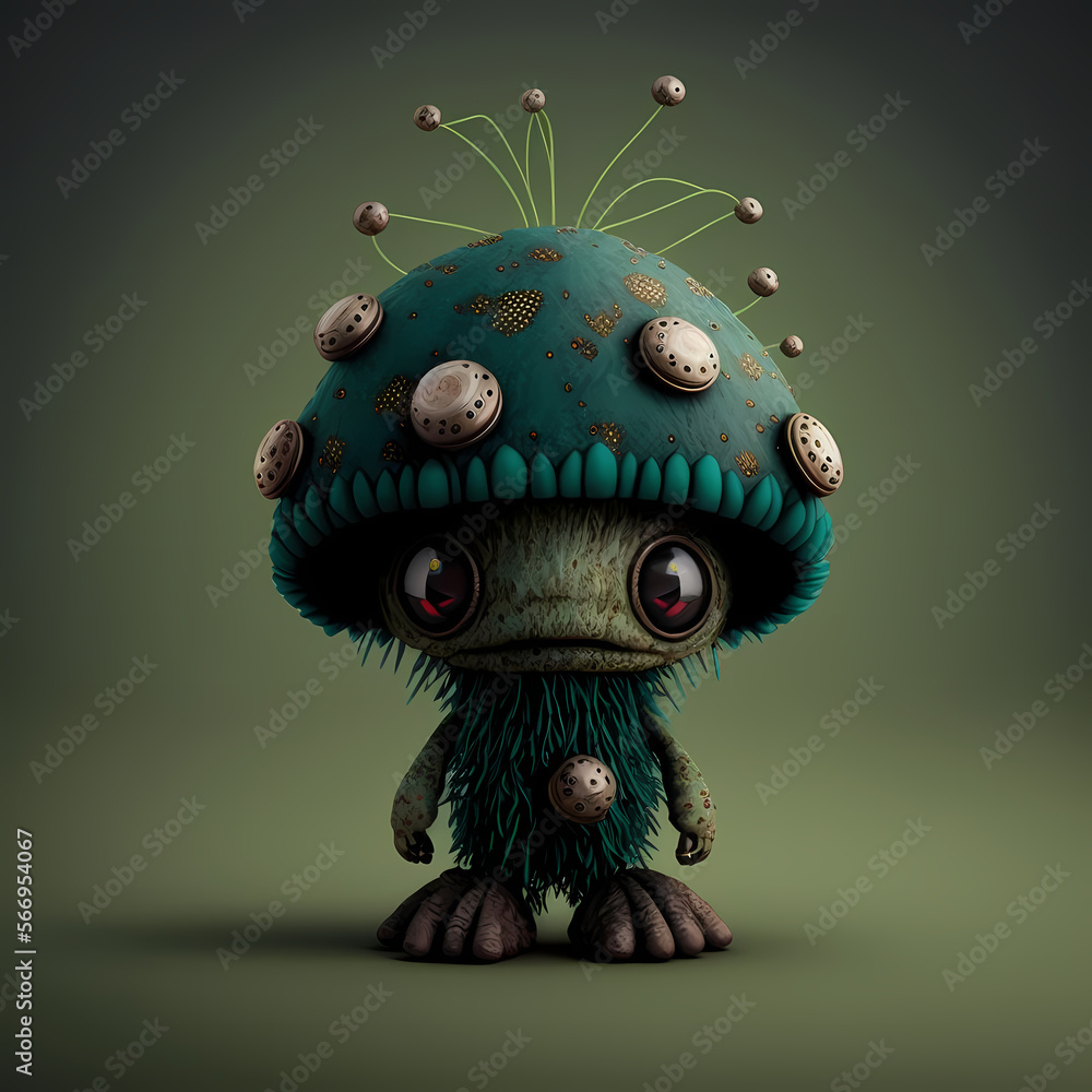 Cute Mushroom Creature Monster Figure Fantasy with Generative AI ...