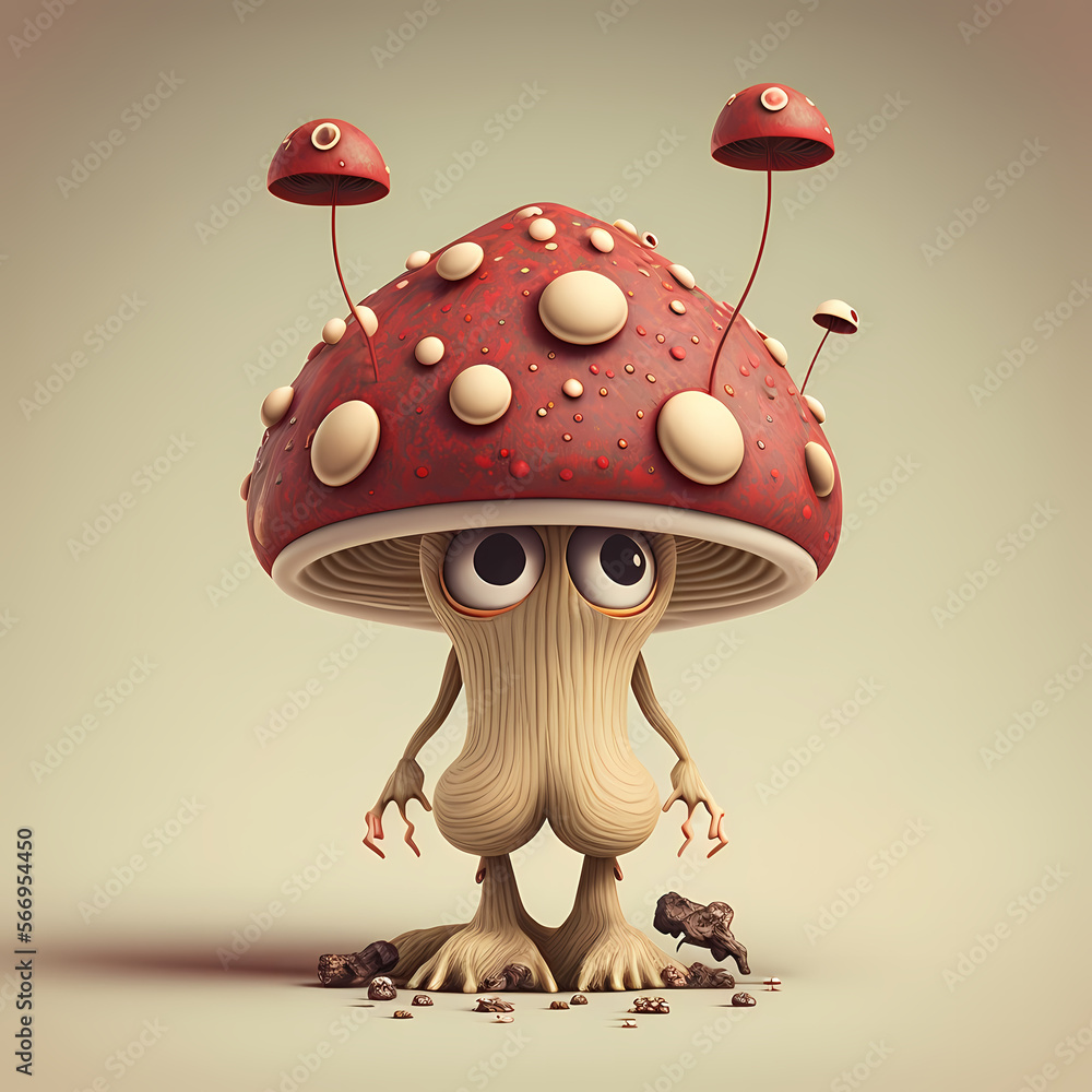 Cute Mushroom Creature Monster Figure Fantasy with Generative AI ...