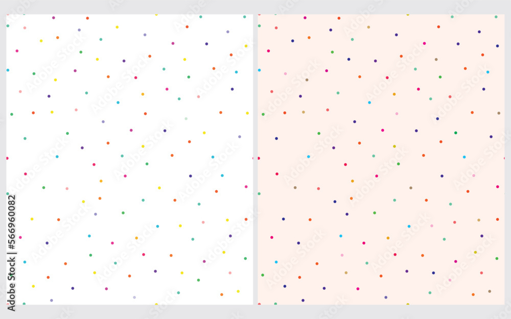 Simple Colorful Dotted Seamless Vector Patterns. Tiny Polka Dots ...