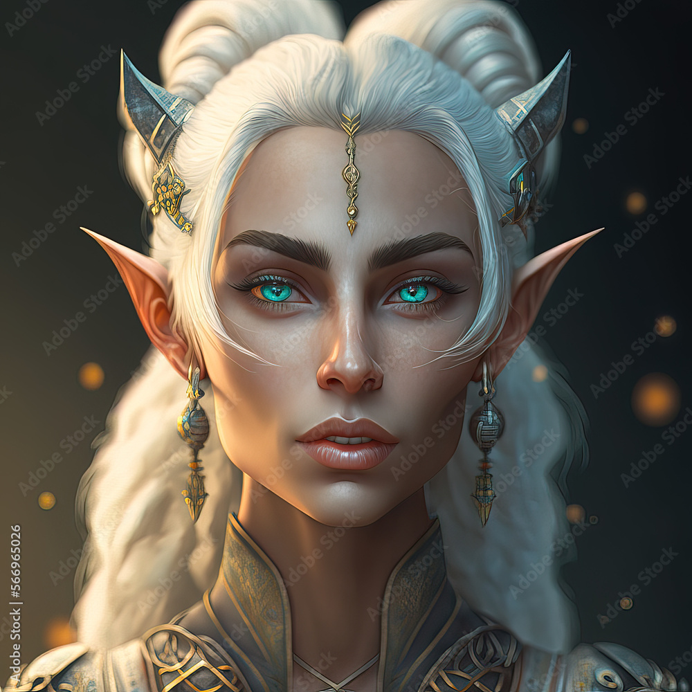 A Magnificent Female Elf Portrait Dungeon And Dragons Avatar Token Rpg Style Generative Ai