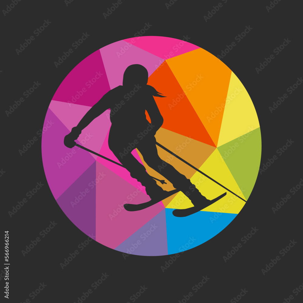 Ski sport graphic for use as a template for flyer or for use in web ...