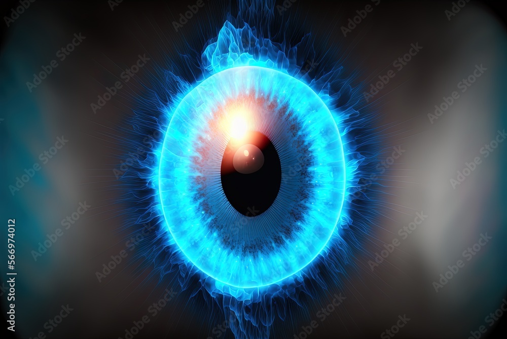 photograph of a genuine eye. eyes that light up at the irises, the ...