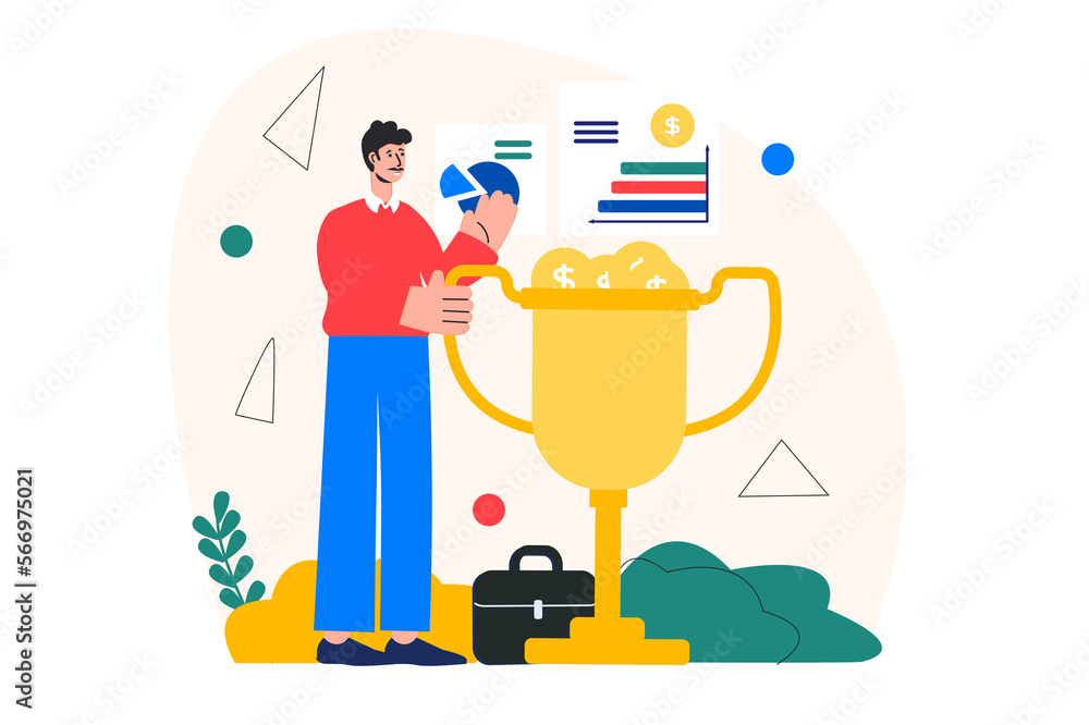 Concept Business award with people scene in the flat cartoon style ...