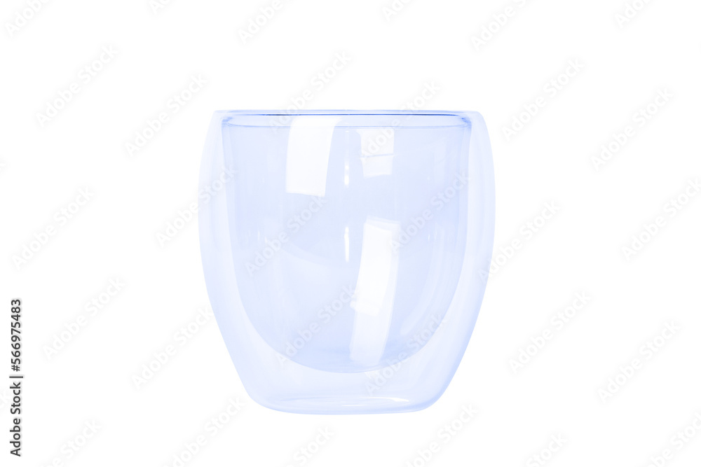 Glass empty glass with a double bottom of the average size. From blue ...