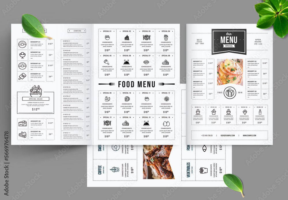 Newspaper Style Food Menu Design Stock Template | Adobe Stock
