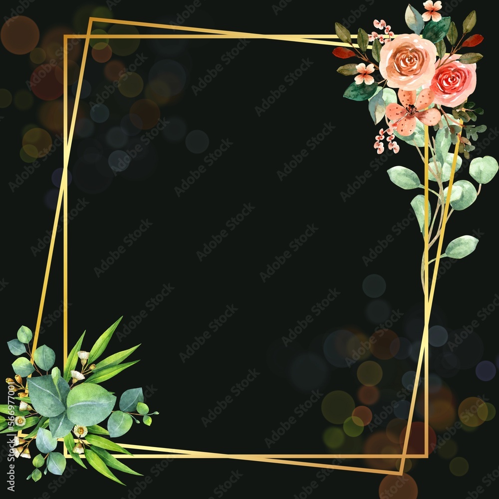 Greeting card / wedding invitation background with floral frame Stock ...