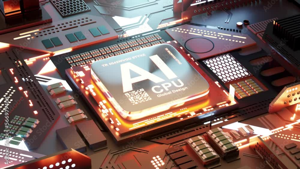Future AI Artificial Intelligence powered by CPU processors. Stock ビデオ ...