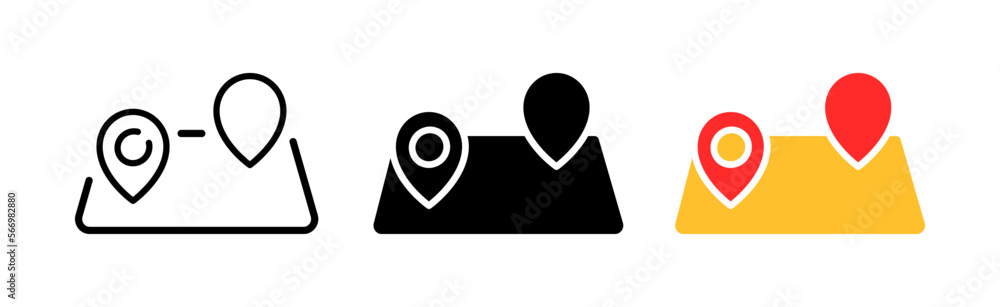 Map location line icon. Competition, map, geography, mark, place, goal ...