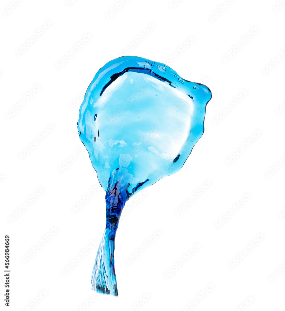 Shape form droplet of blue Water splashes into drop water line tube ...
