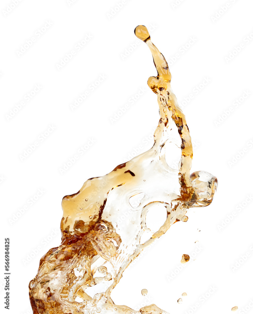 Coffee drink water mix ice cube fall pouring down in Shape form line of ...