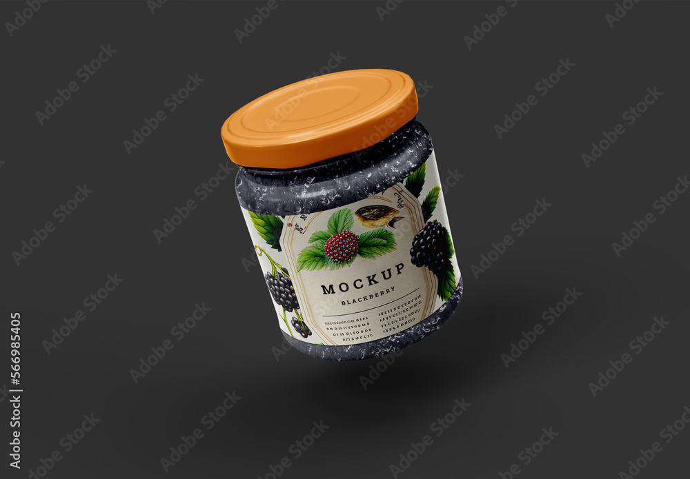 Jam Jar Mockup – Realistic Blackberry Preserve Packaging Scene with ...