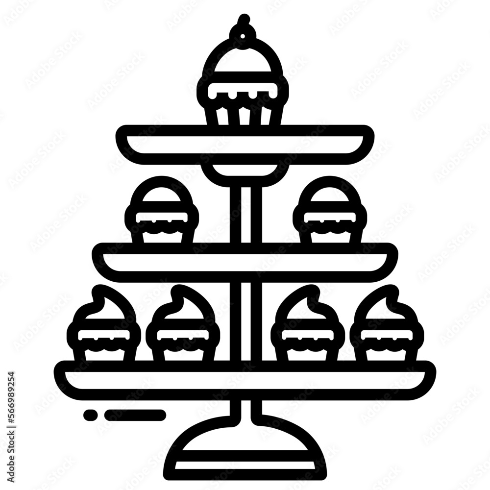 Outlined Cake Stand icon Stock Vector | Adobe Stock