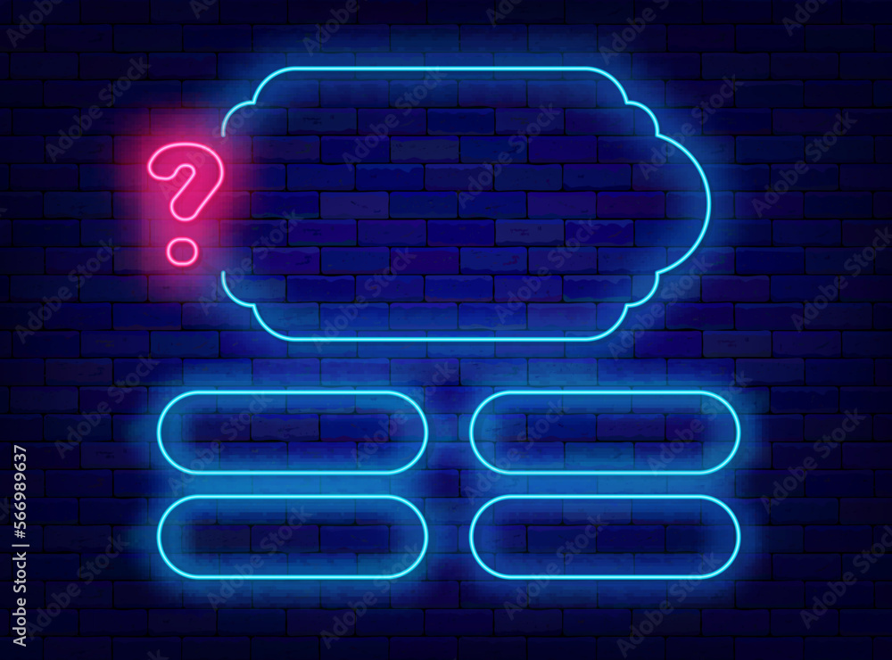 Question and answers neon grid template. School test, tv show and exam ...