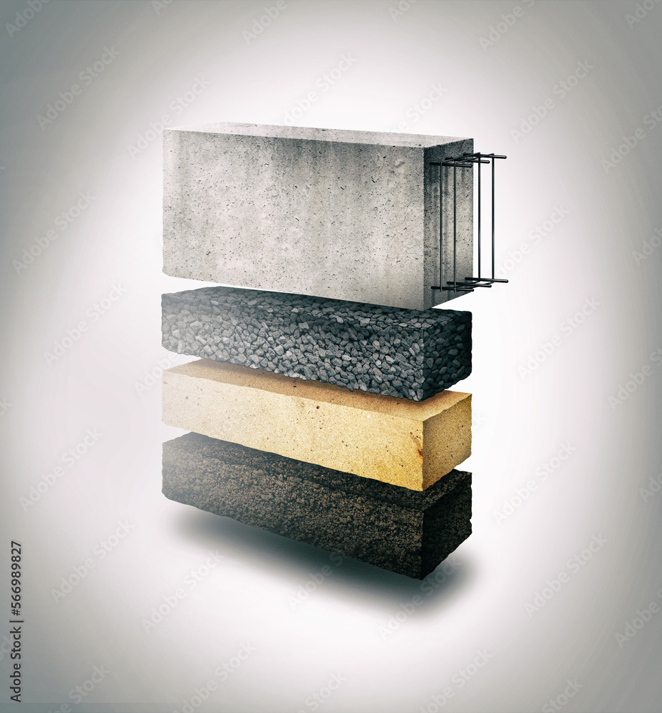 Cutaway building foundation scheme isolated. Reinforced concrete under ...