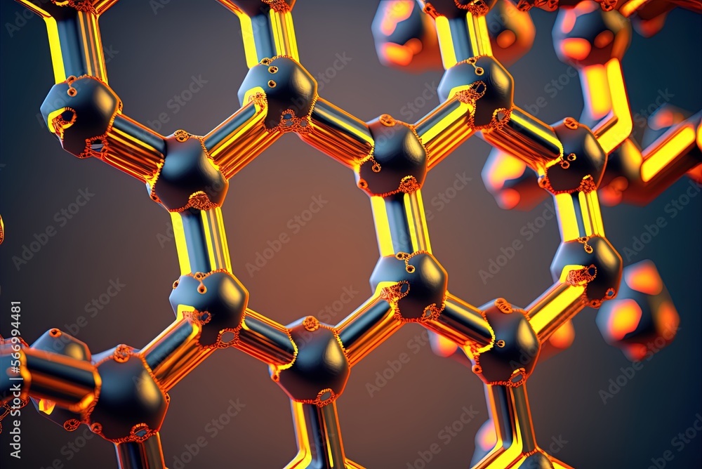 image of a close-up of a hexagonal abstract nanotechnological geometric ...
