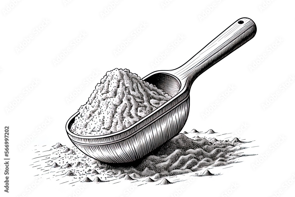 Manually drawn scoop a black and white depiction of a shovel used to ...