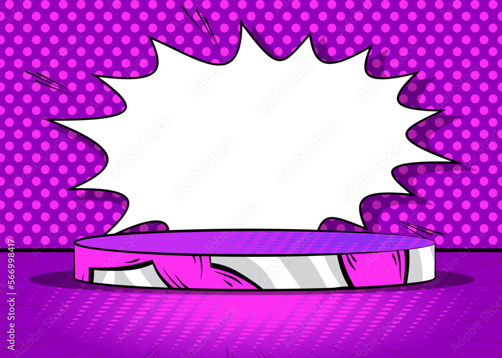 Comics scene pedestal. Comic Book product podium stage. Abstract ...