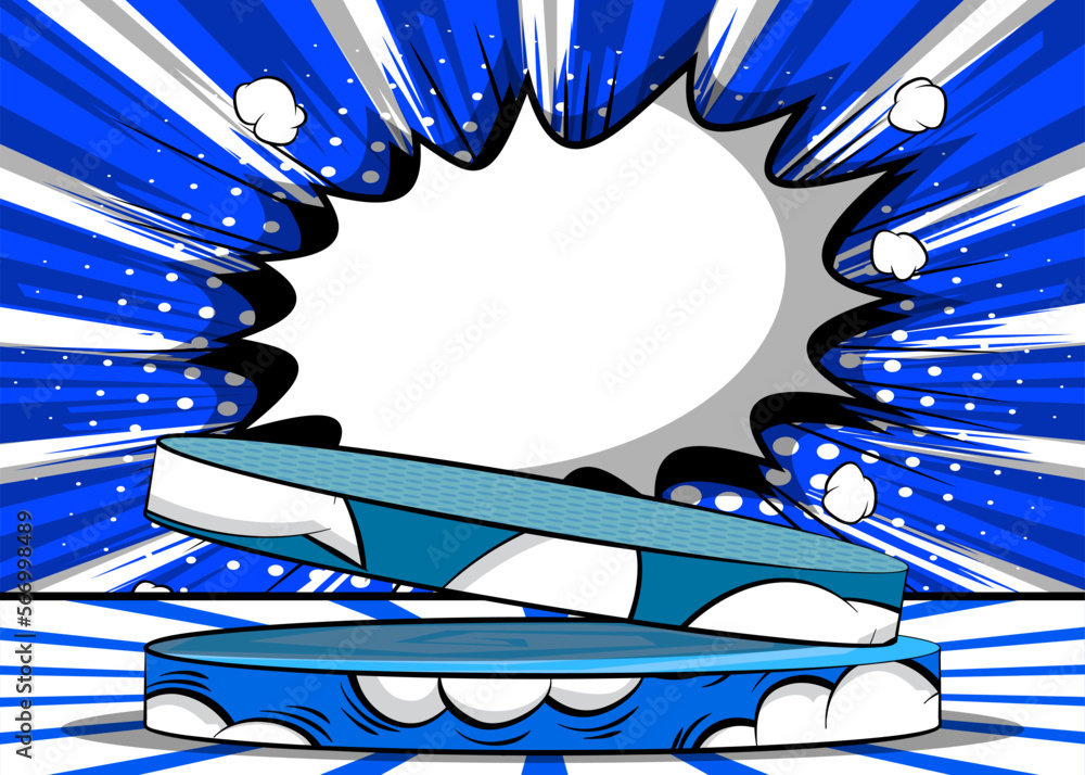 Comics scene pedestal. Comic Book product podium stage. Abstract ...