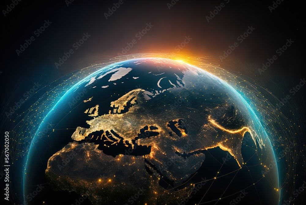 The transmission of information and networks around Earth from outside ...