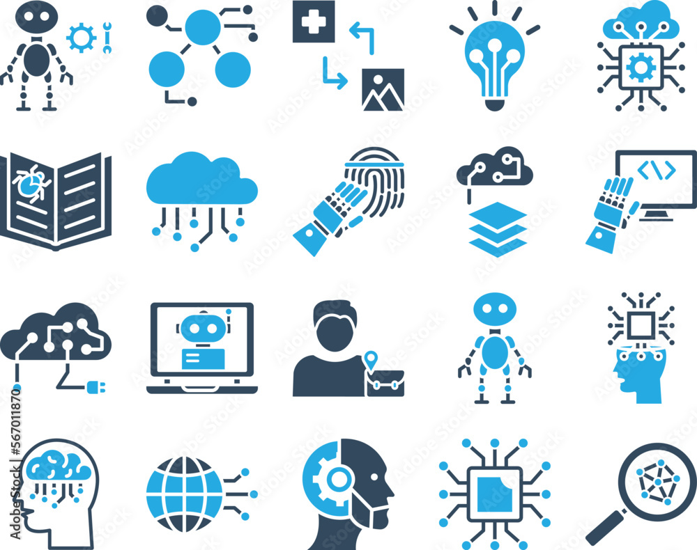 Vetor de Artificial intelligence icons set, Artificial intelligence vector icons, Artificial ...