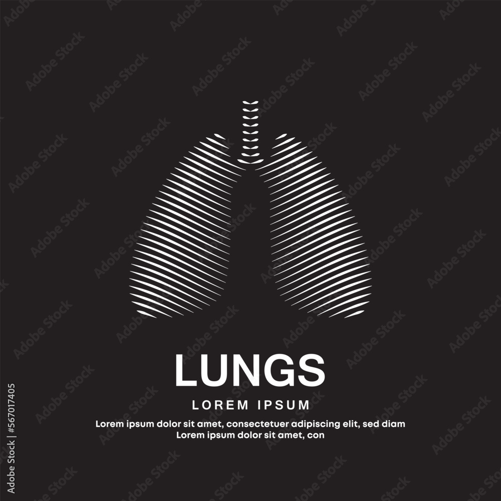 Human Lungs medical structure. simple line art Lungs logo design vector ...