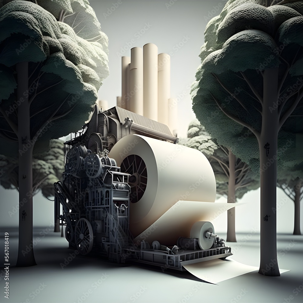 Paper industry machine feed by trees and animals in order to produce ...