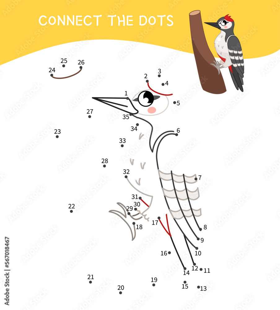 Educational game for kids. Dot to dot game for children. Vector ...