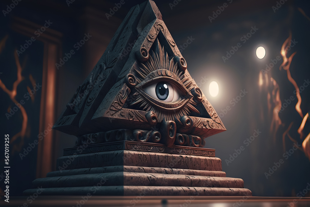 Sign Illuminati. Freemasonry. The masonic square. All seeing eye in sacred geometry triangle ...