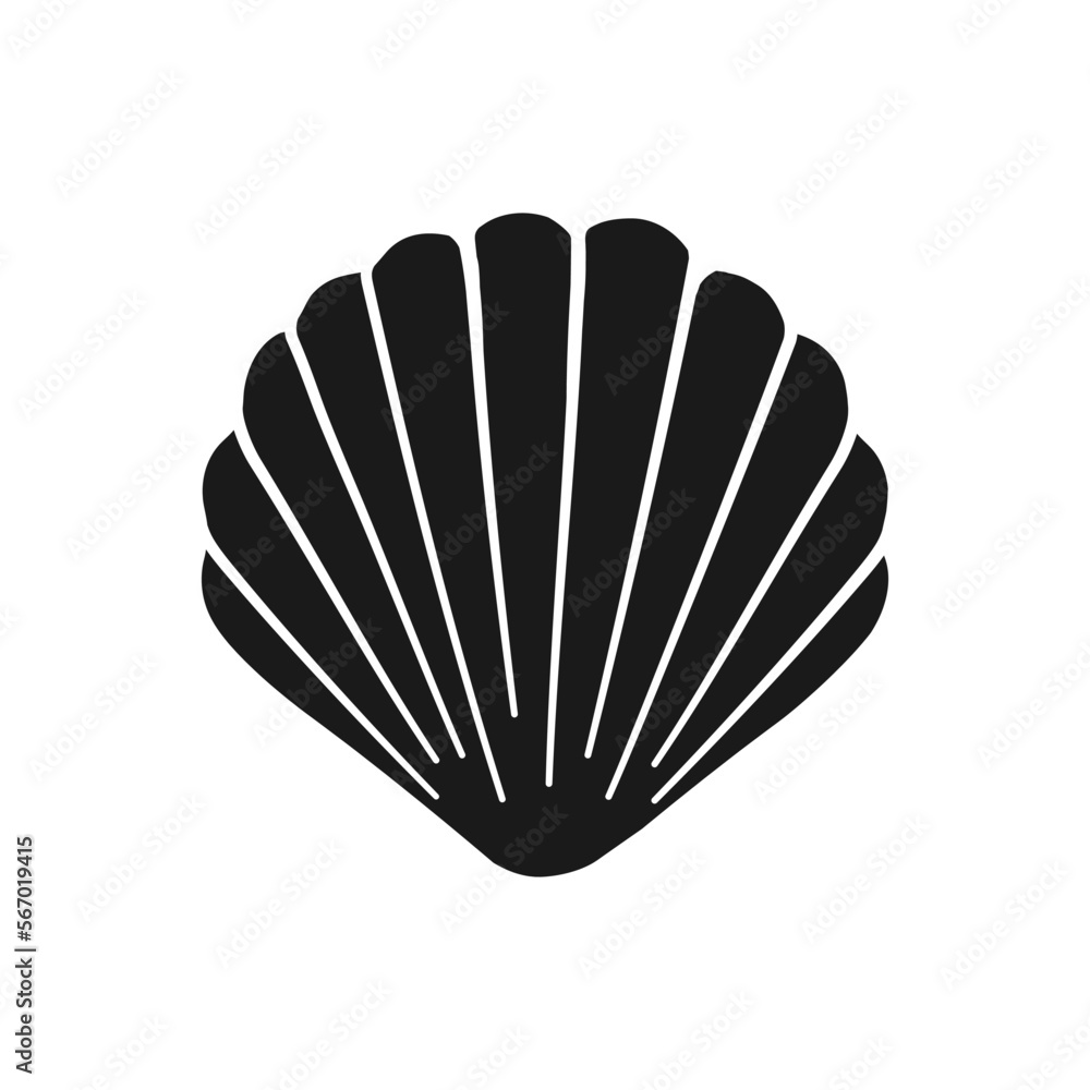 Scallop shell silhouette vector illustration. Illustrations for menu ...
