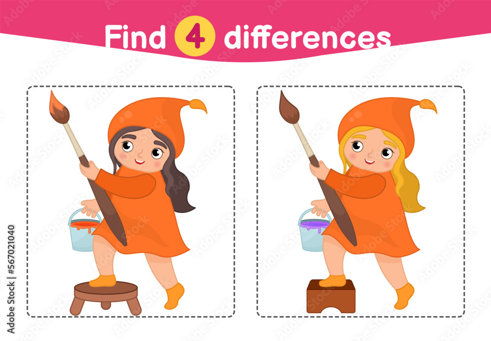 Find differences. Educational game for children. Cartoon vector ...