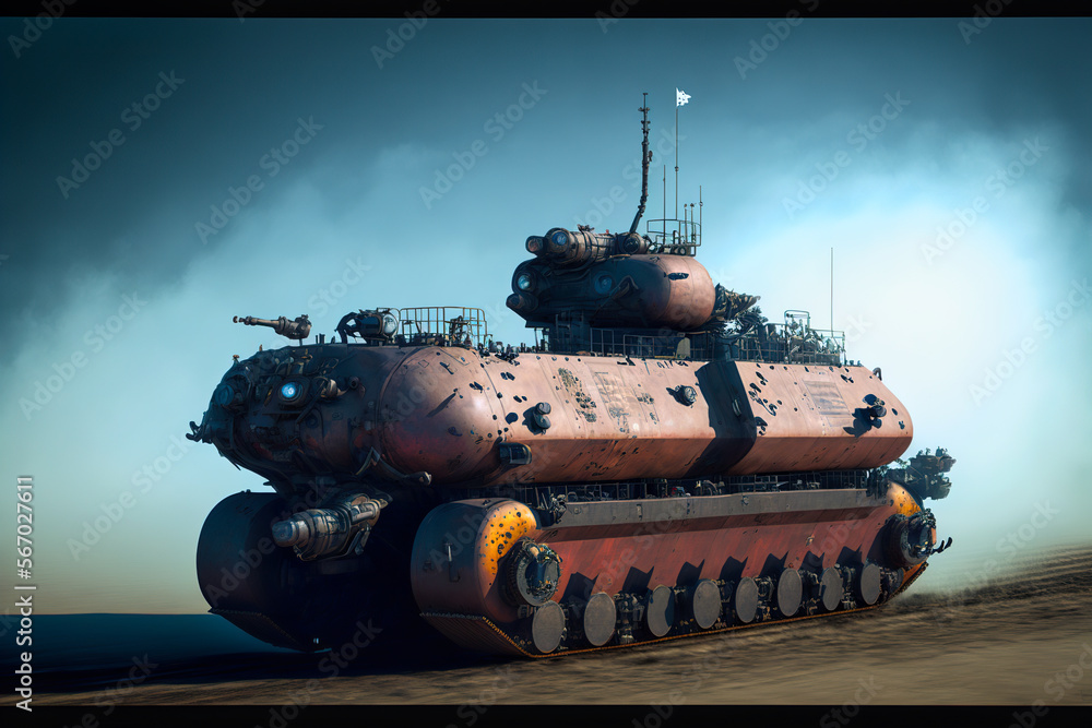 dieselpunk war machine vehicle tank Иллюстрация Stock | Adobe Stock