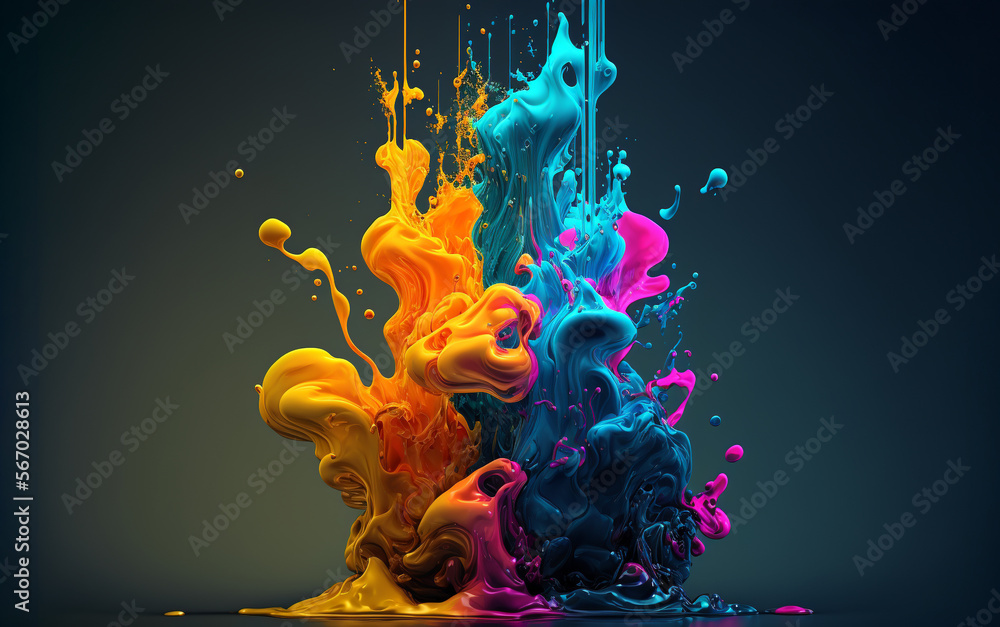 Liquid beautiful and clear color variations of yellow, orange, blue and ...