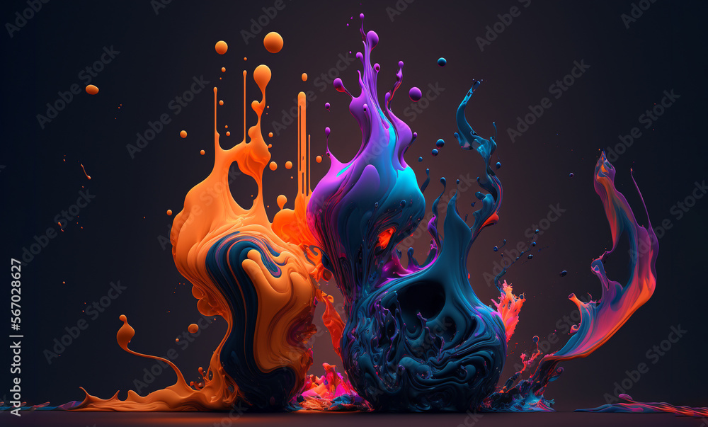 clouds of liquid and exploding bright colors variations of yellow ...