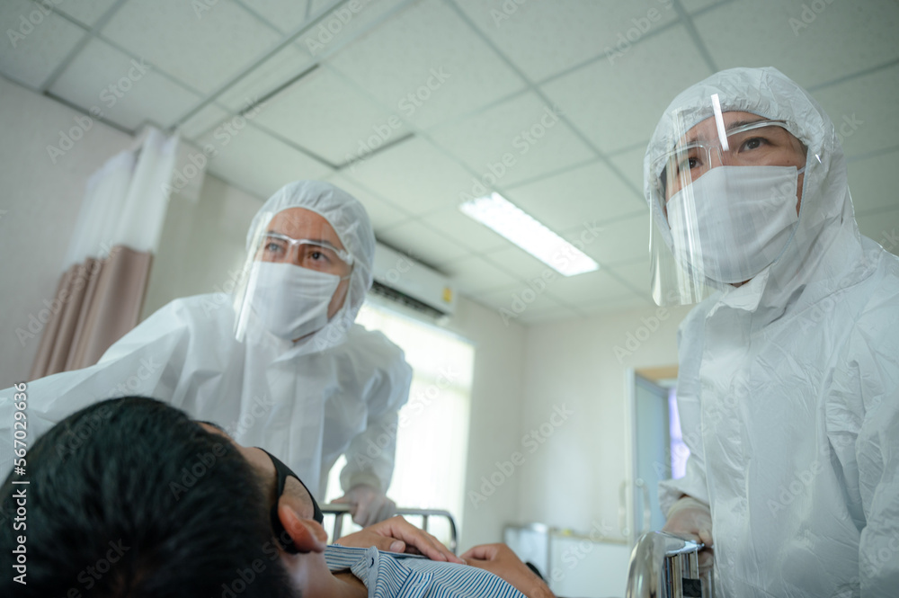 emergency patient concept, professional doctor working for help ...