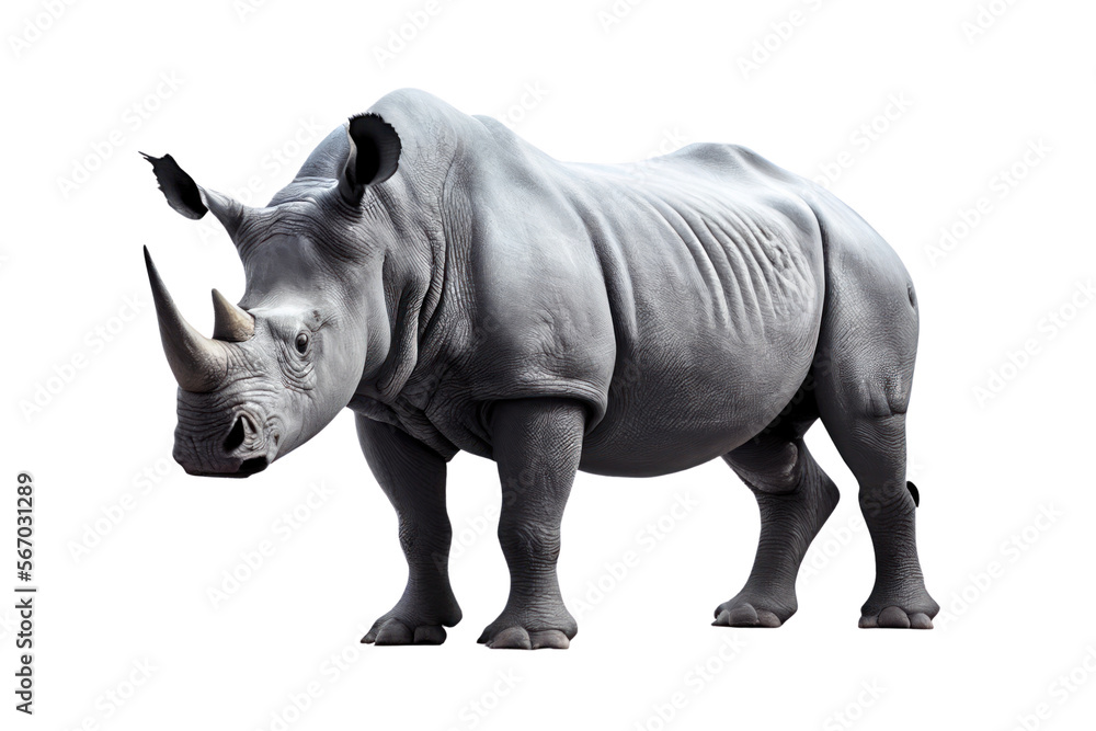 Rhino isolated on white, png, generative ai Stock Illustration | Adobe ...