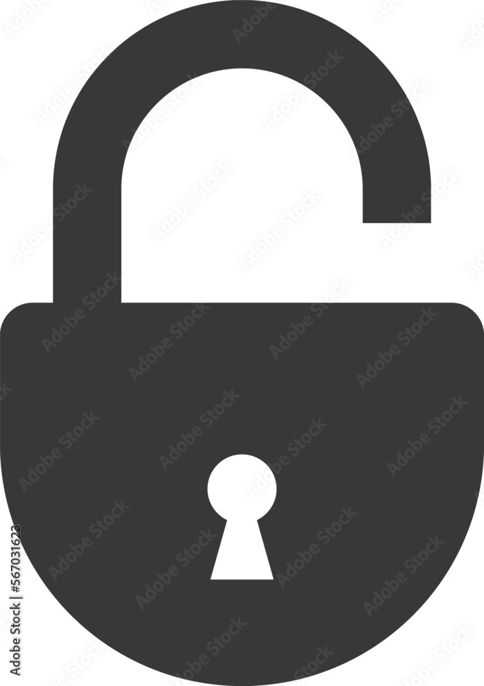 open padlock icon. unlocked lock on transparent background. Security ...