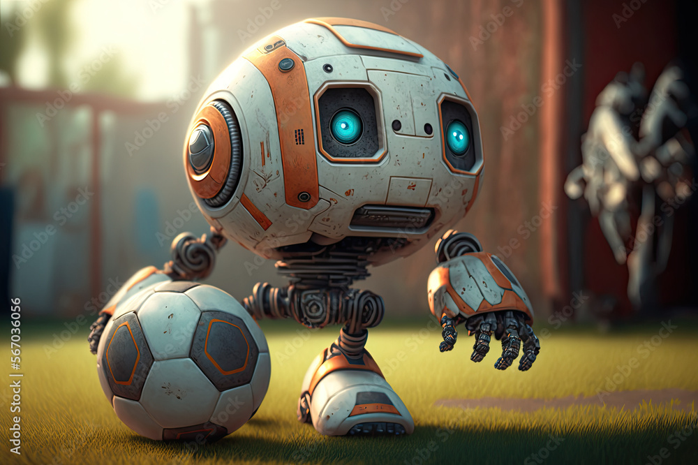 Robot Machine playing soccer, Cyborg, Droid, Android, artificial ...