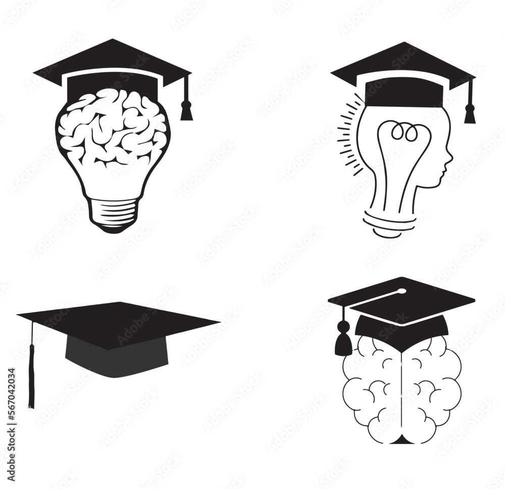 Human brain wearing Graduation Cap vector image 2023, new vector image ...