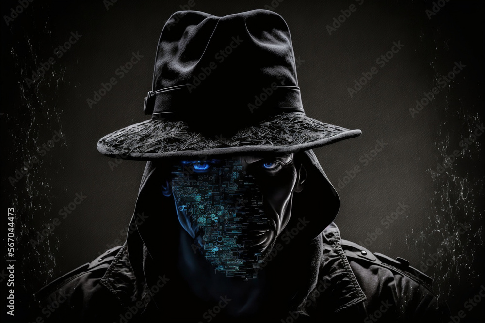 Black hat hackers for cybersecurity business. face on illustration with ...