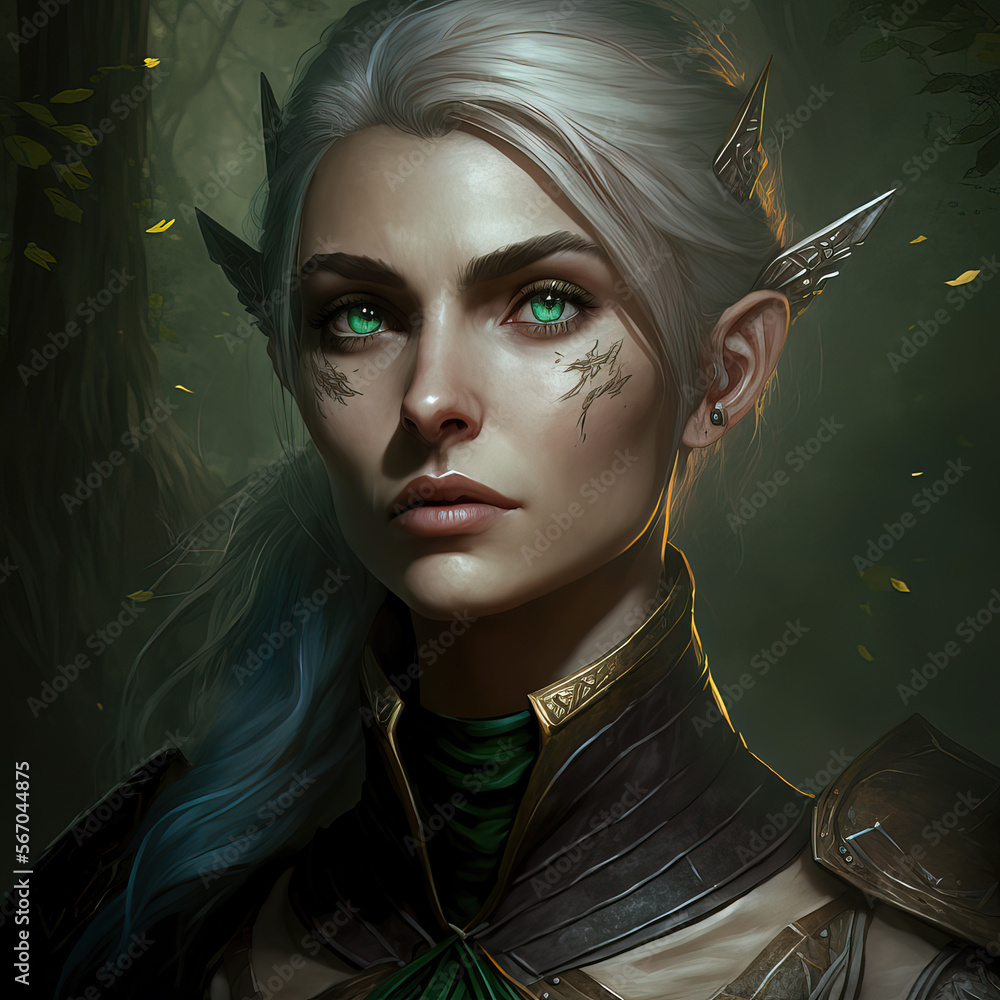 A female elf warrior in armor, Dungeon and dragons avatar token, Rpg ...
