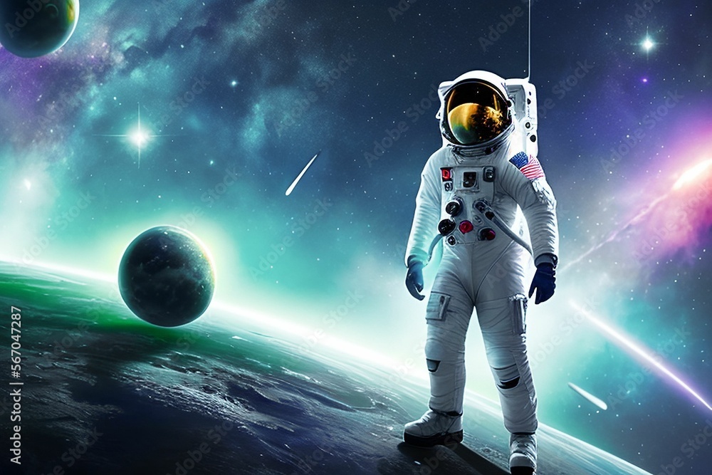 astronaut in deep space concept. Generative ai Stock Illustration ...