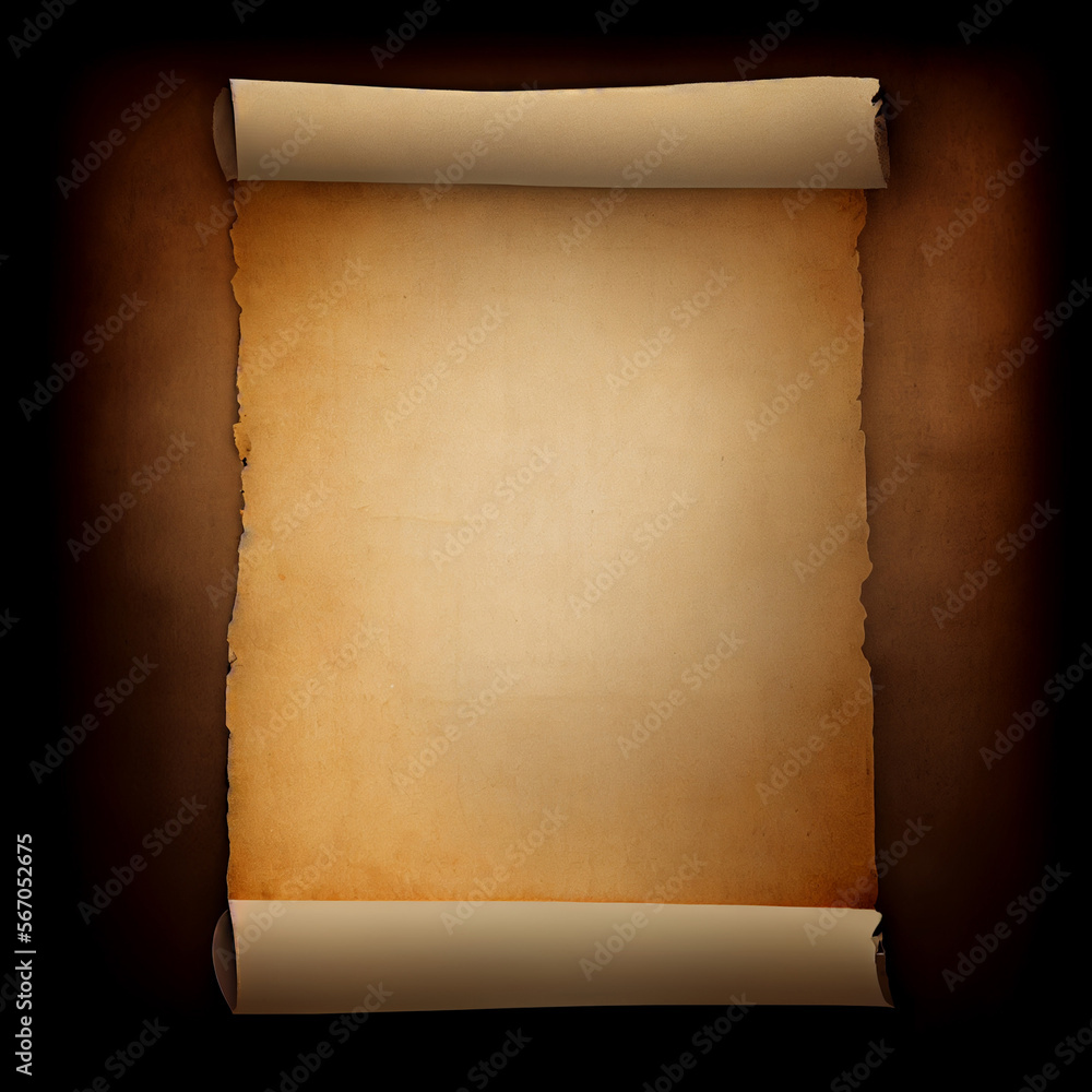 Scroll parchment, old grungy vintage paper blank Worn papyrus template ...