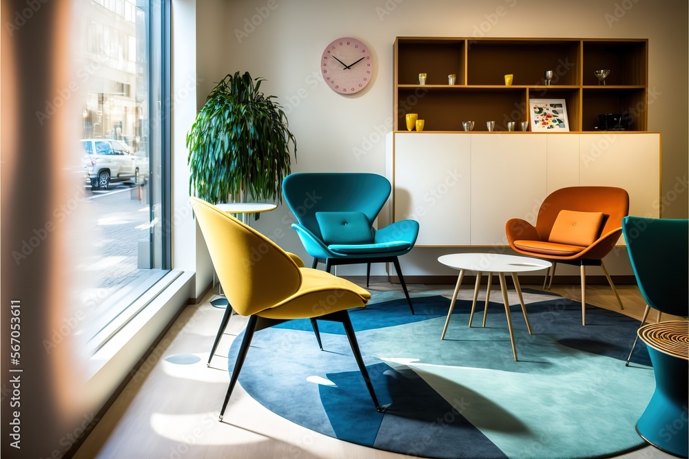 Interior photography of a modern corporate office reception waiting ...