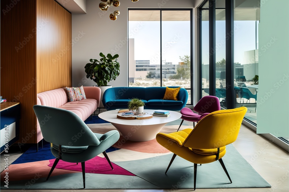 Interior photography of a modern corporate office reception waiting ...
