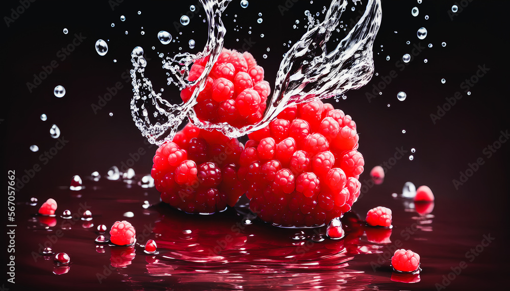 Captivating still-life of water-splashed raspberries captures the ...