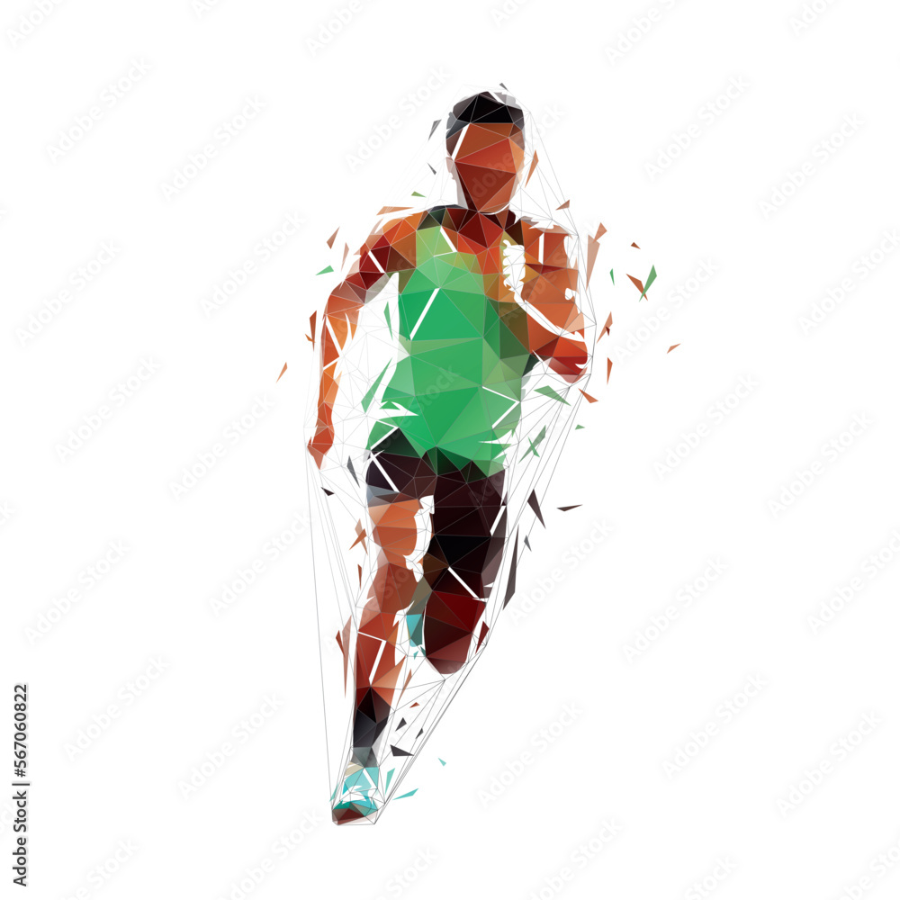 Run, running man, front view, low poly isolated vector illustration ...