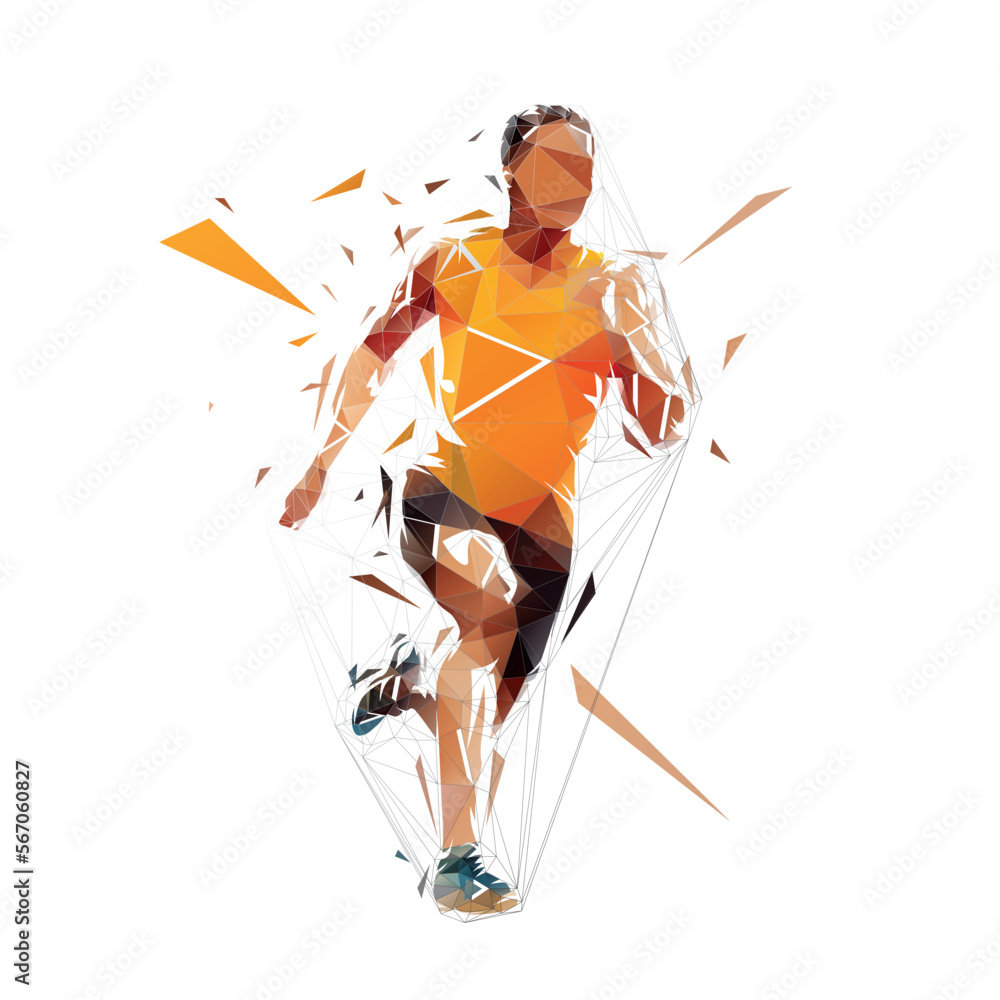 Run, running man, front view, low poly isolated vector illustration ...